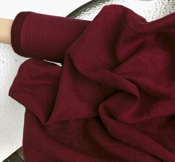 Dark Red 100% Linen Fabric 205gsm 145cm/58inches Wide. Medium - Etsy