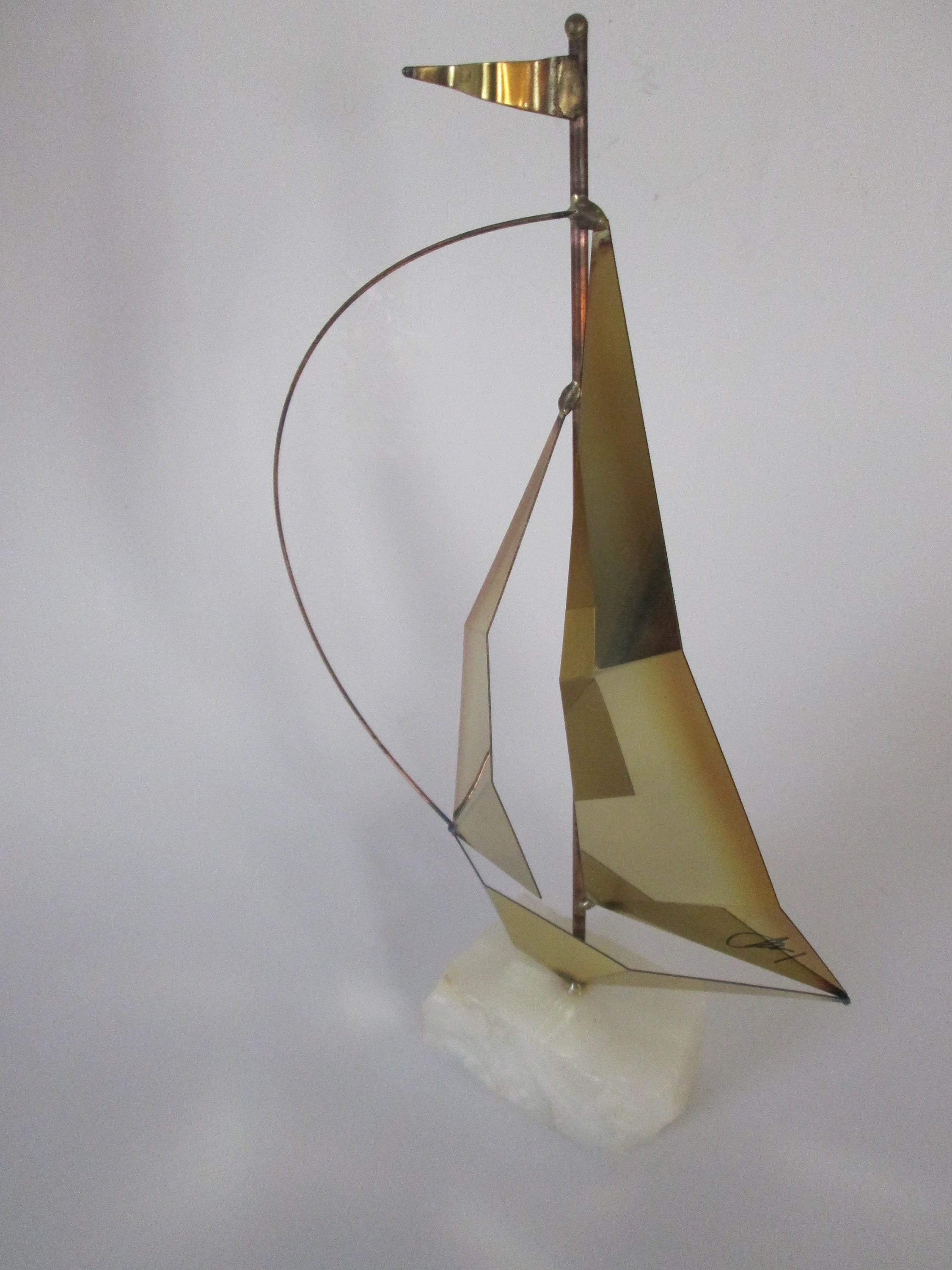 Sailboat Statue on Stone Base Signed by Artist - Etsy