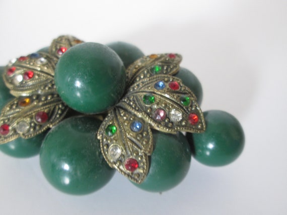 Preowned Vintage Early Plastic Brooch with Rhinestone… - Gem
