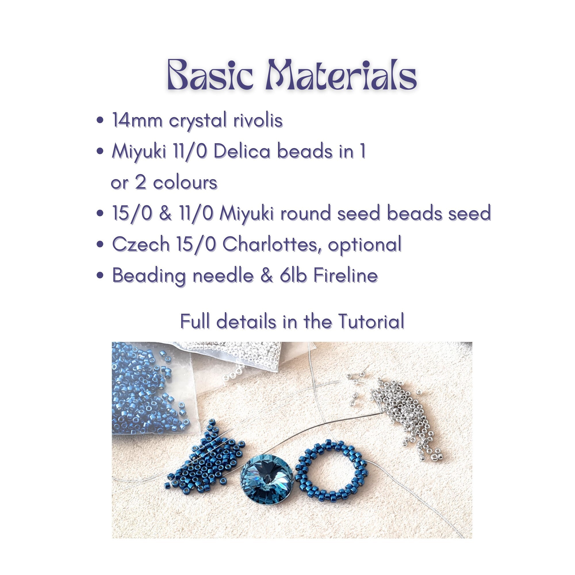 How to Peyote Bezel a 14mm Crystal Rivoli With Optional Embellishments ...