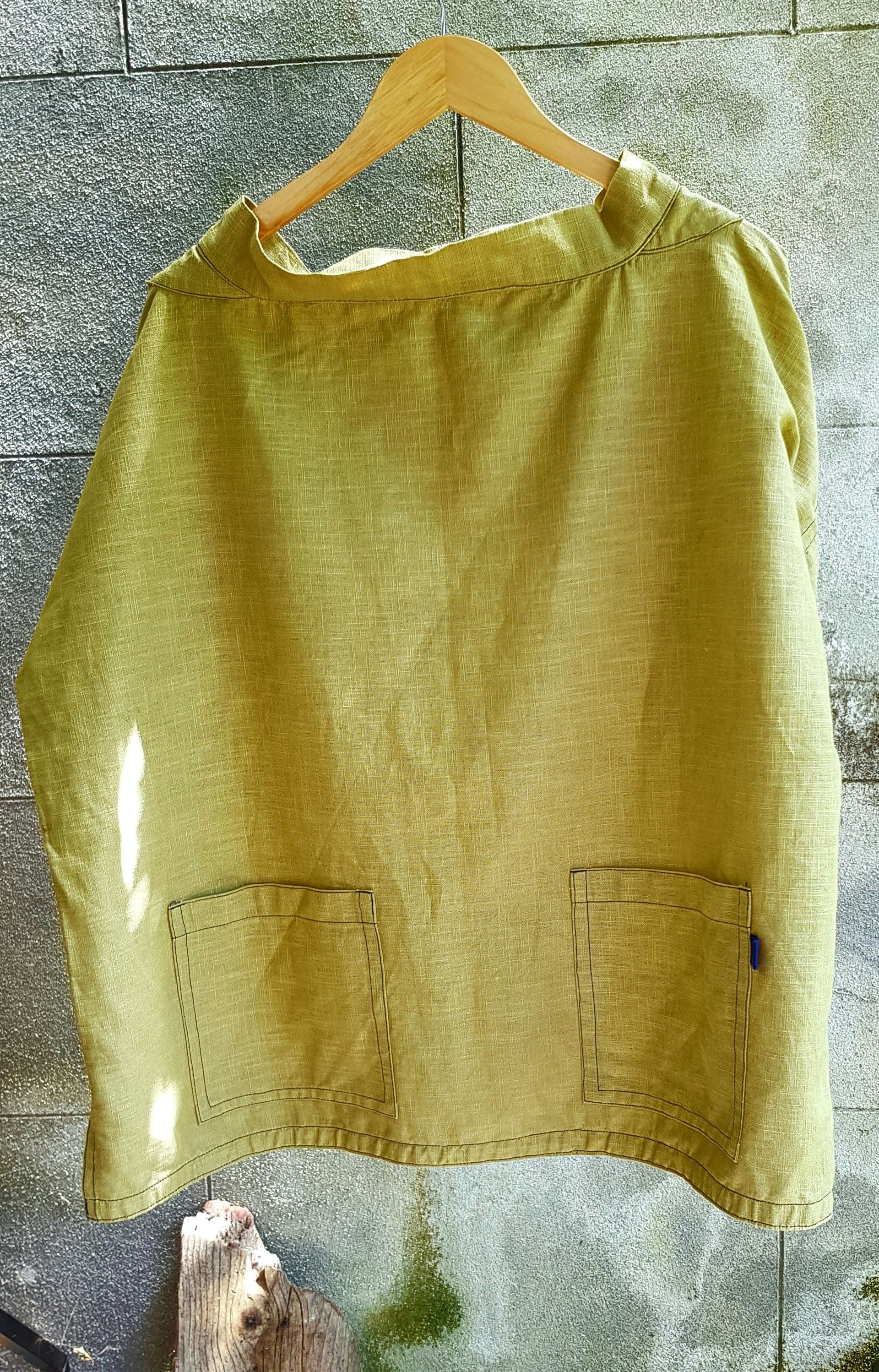 Linen Fisherman / Artist's Smock Top Navy, Chartreuse or Olive Green ...