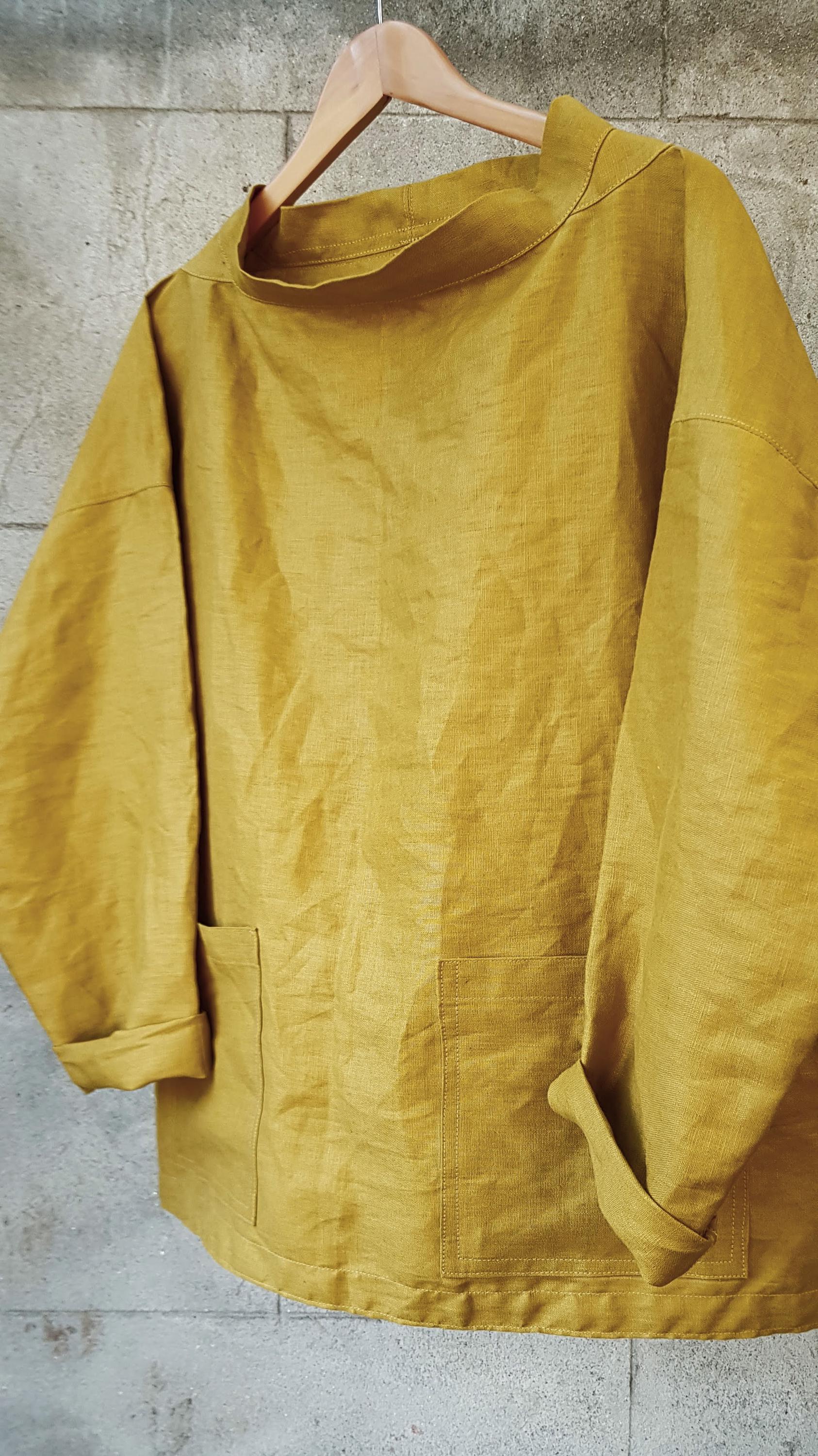 Fisherman's / Artist's Smock in 100% Crisp Finish Linen, Deep Mustard ...