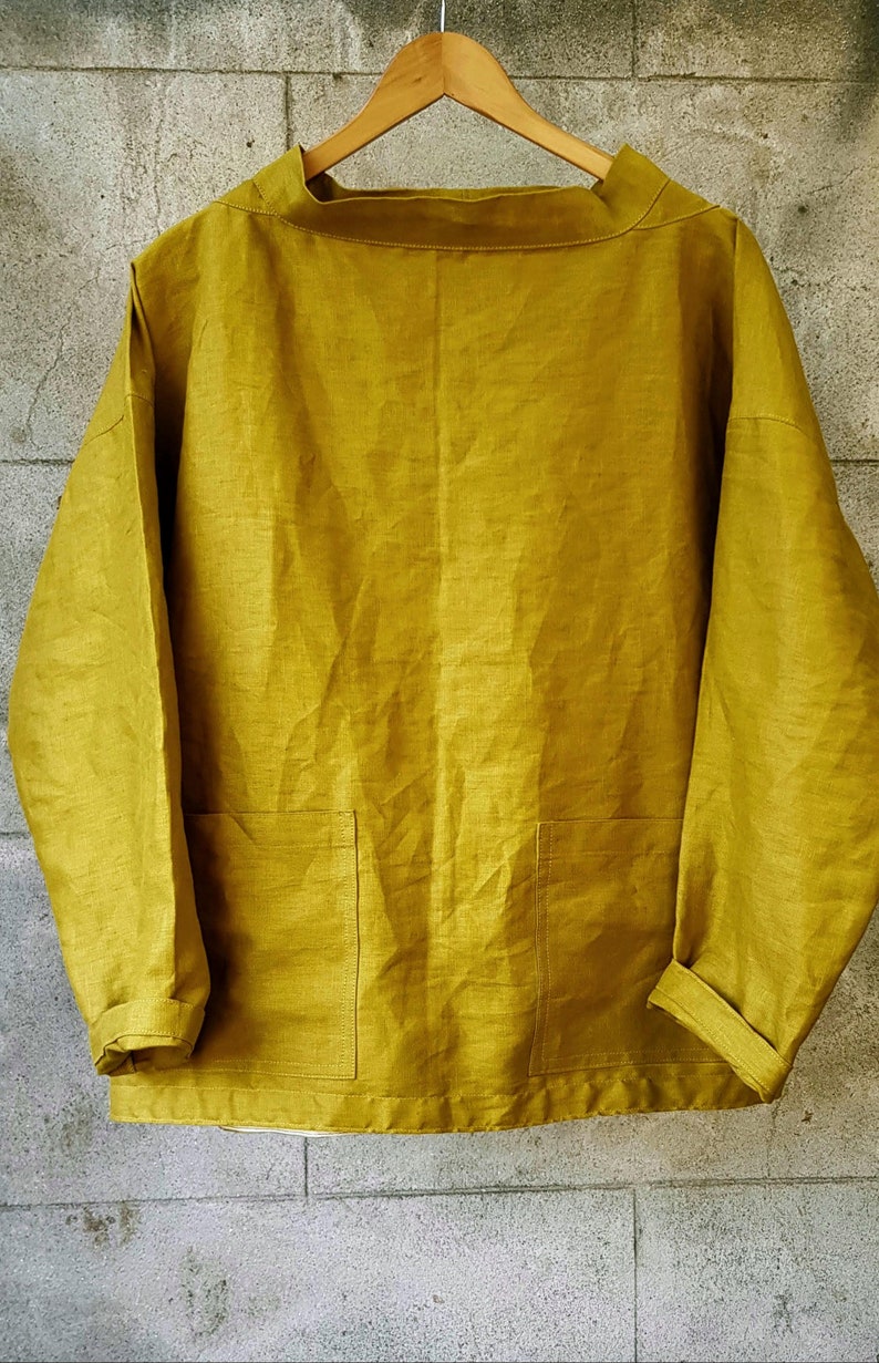 Fisherman's / Artist's Smock in 100% Crisp Finish Linen, Deep Mustard ...