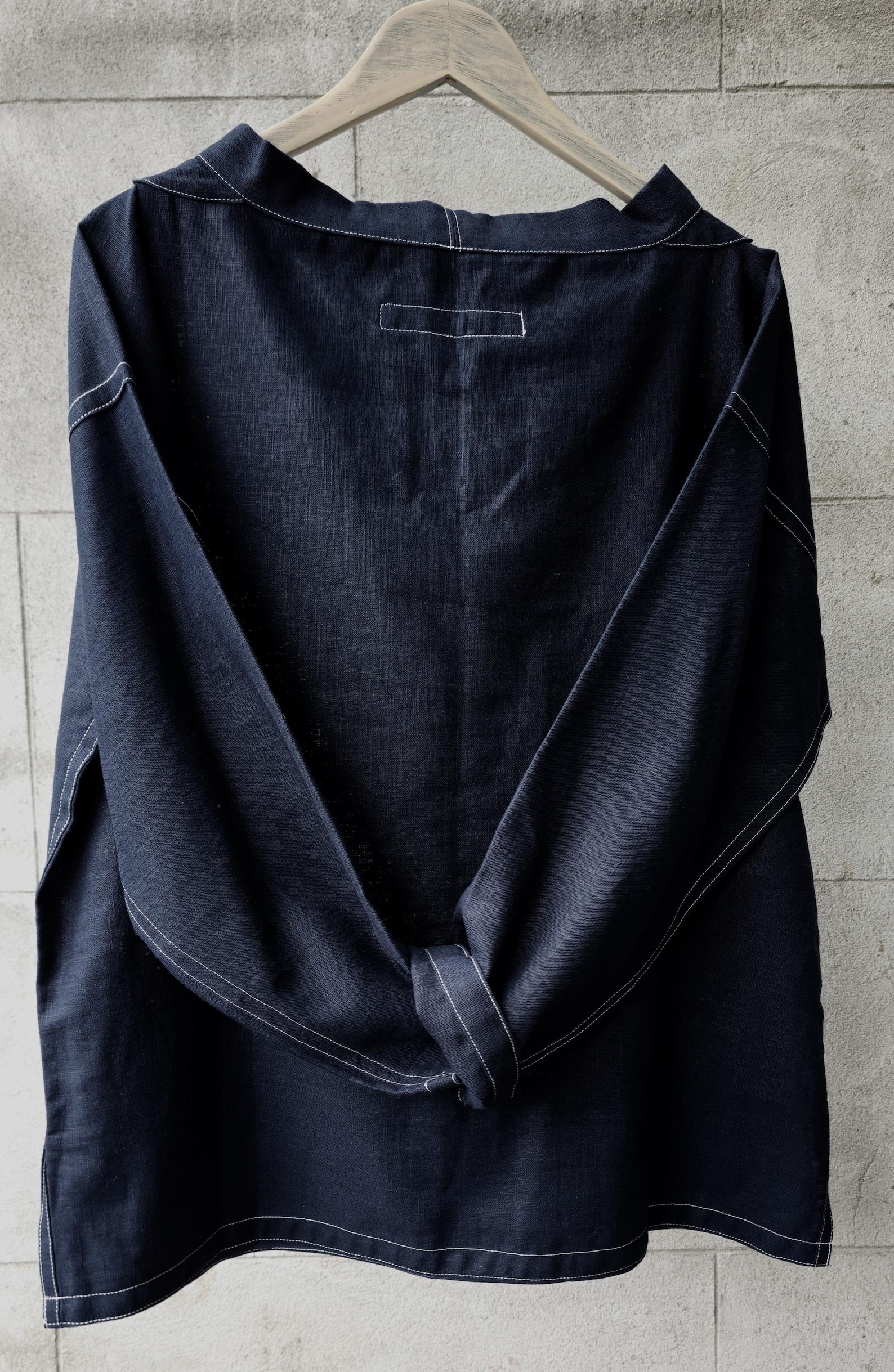 Linen Fisherman / Artist's Smock Top - Navy, Chartreuse or Olive Green ...