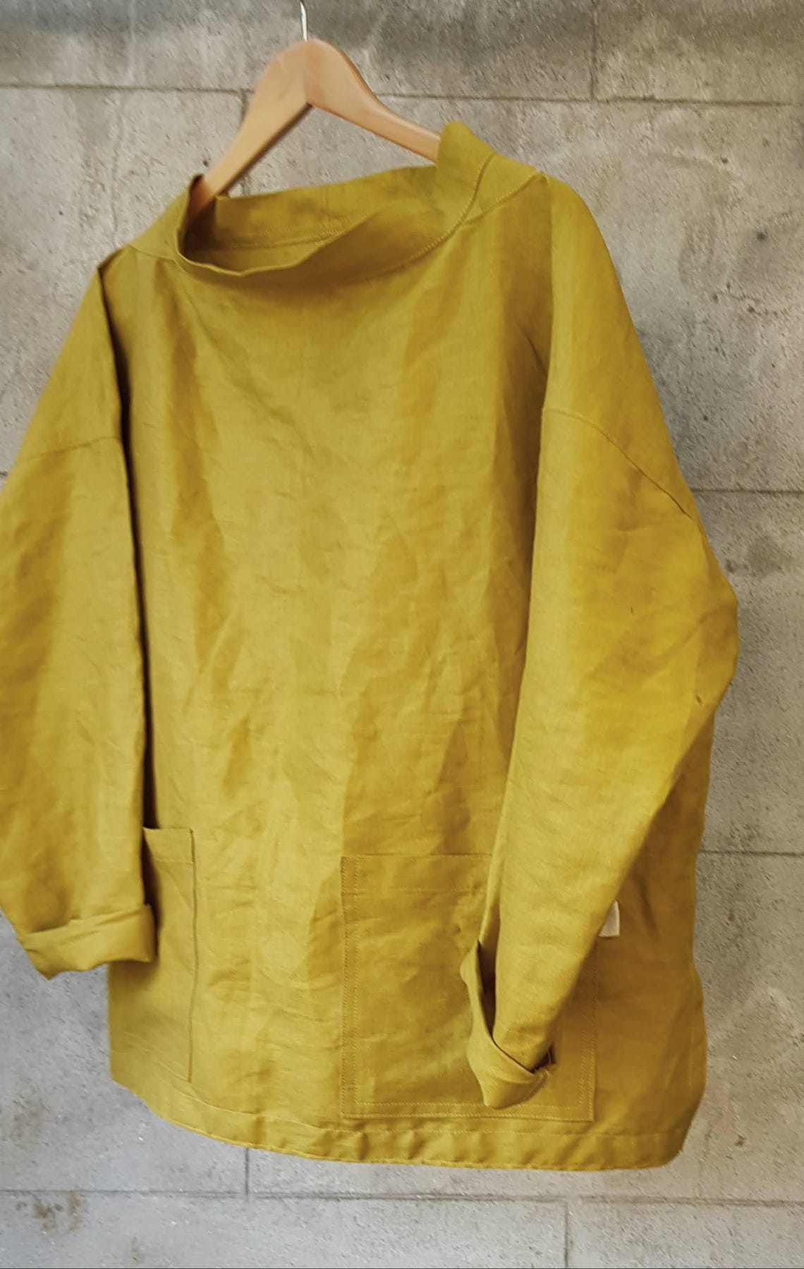Fisherman's / Artist's Smock in 100% Crisp Finish Linen, Deep Mustard ...