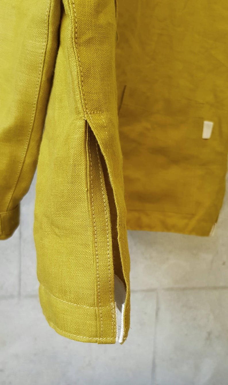 Fisherman's / Artist's Smock in 100% Crisp Finish Linen, Deep Mustard ...
