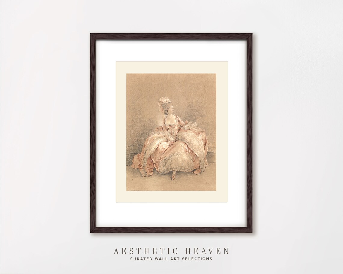 Female Drawing Art French Wall Art Antique Woman Drawing - Etsy