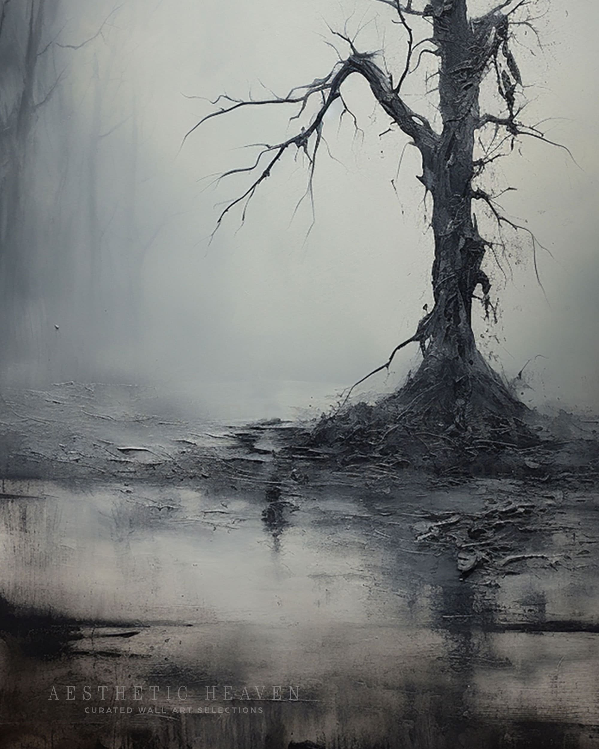 Lonely Tree Wall Art| Autumn Tree Painting | Moody Tree Print | Dried ...