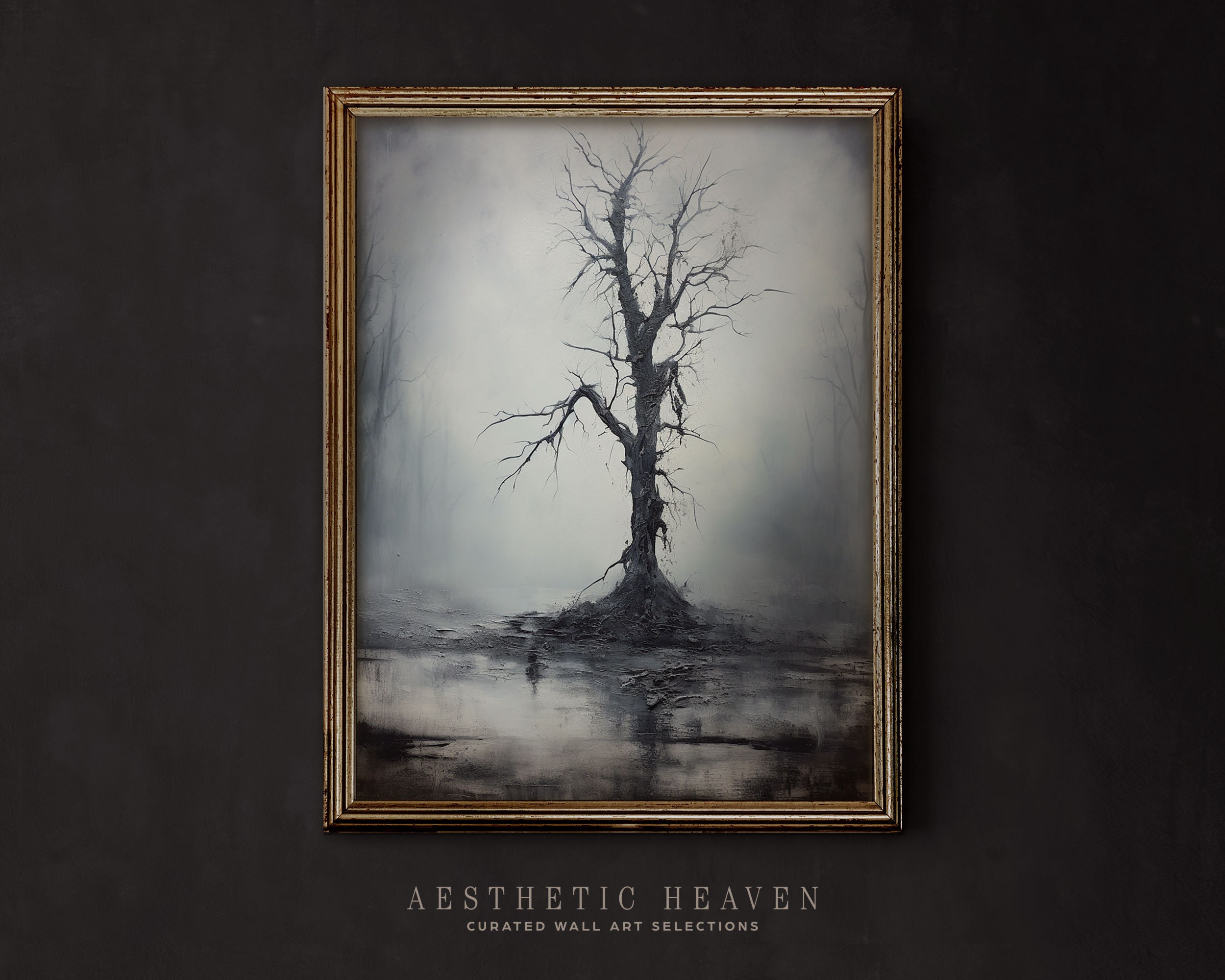 Lonely Tree Wall Art| Autumn Tree Painting | Moody Tree Print | Dried ...