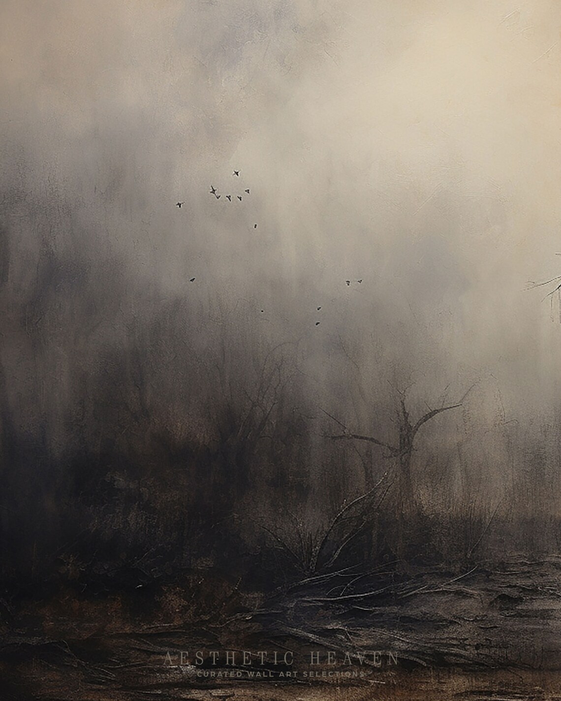 Lonely Tree Art Print | Misty Forest Wall Art | Spooky Season | Dried ...