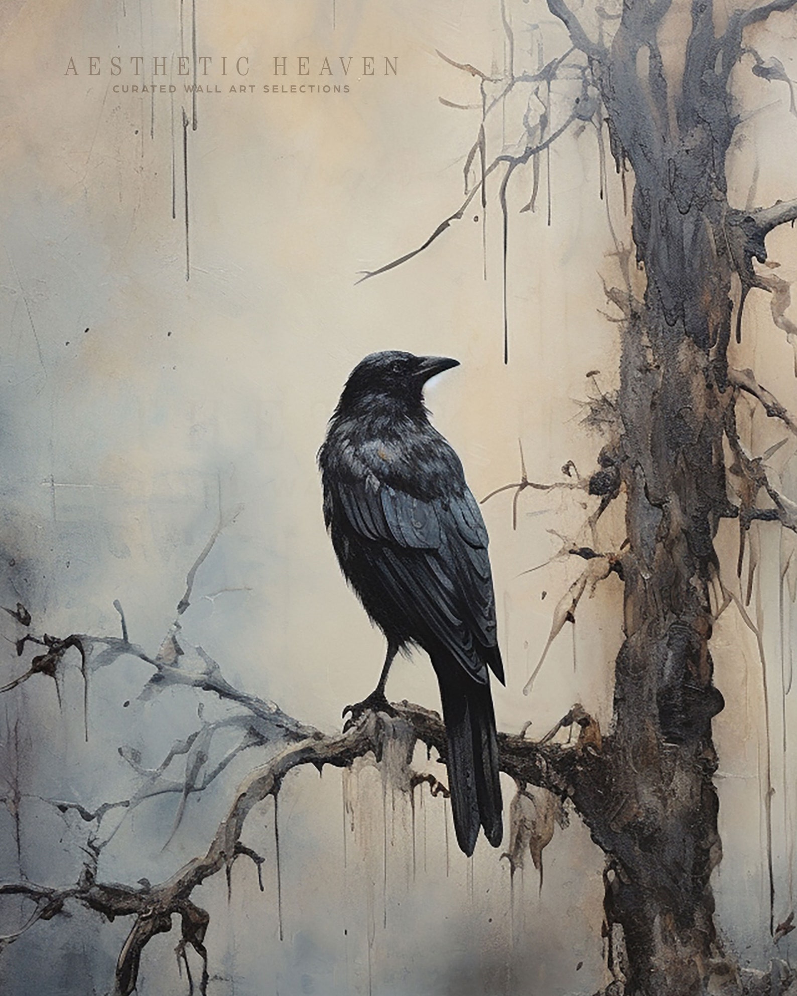 Rustic Crow Painting | Moody Autumn Wall Art | Spooky Halloween Print ...