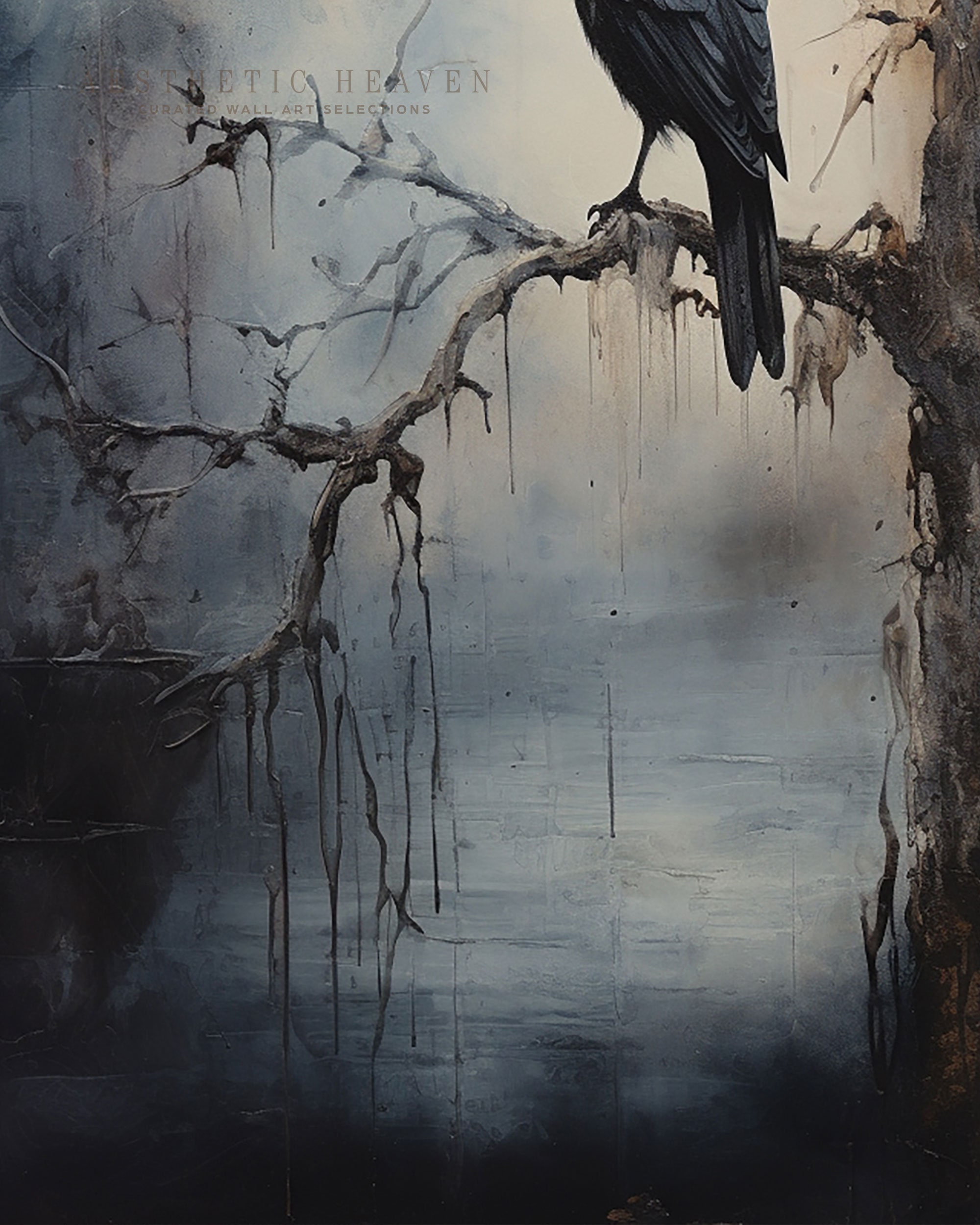 Rustic Crow Painting | Moody Autumn Wall Art | Spooky Halloween Print ...