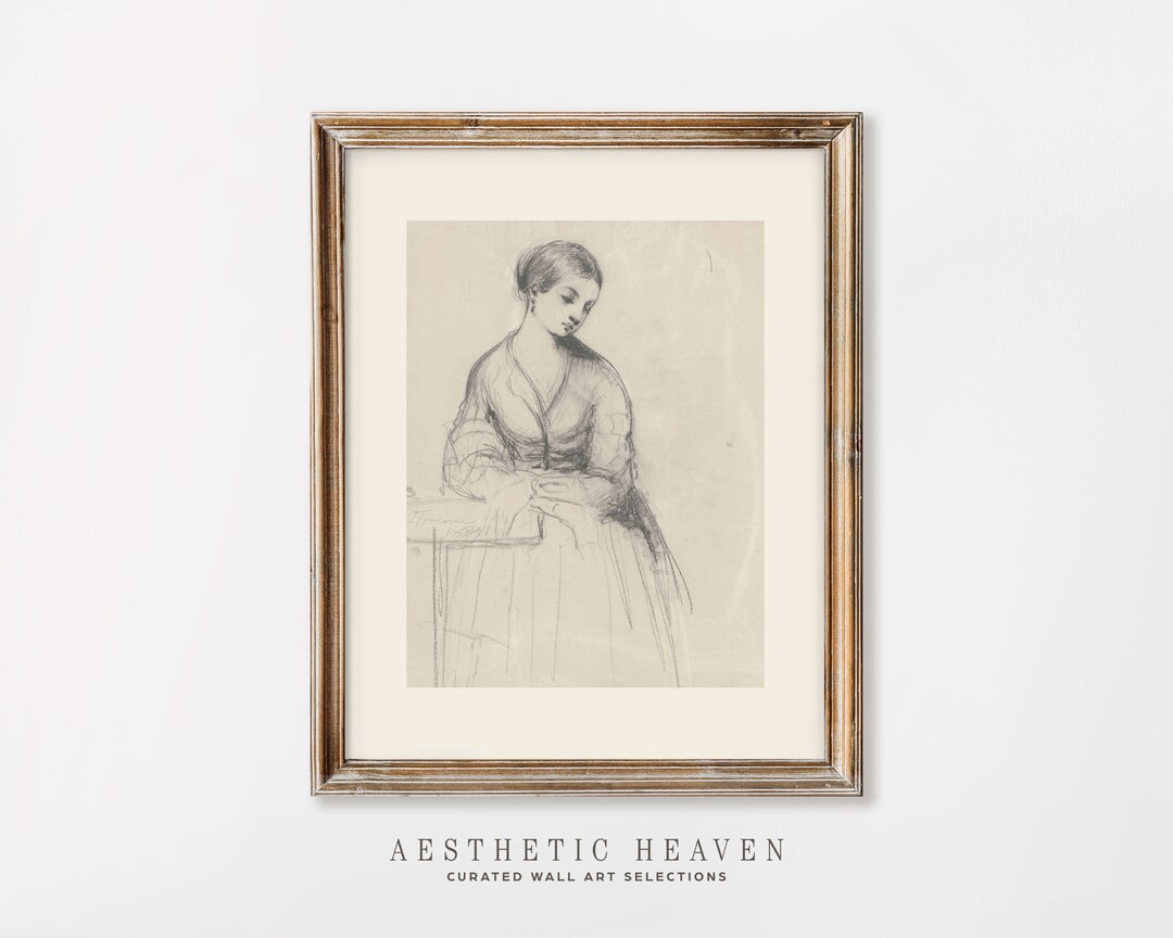 Female Drawing Art | Vintage Wall Art | Antique Woman Drawing | Classic ...