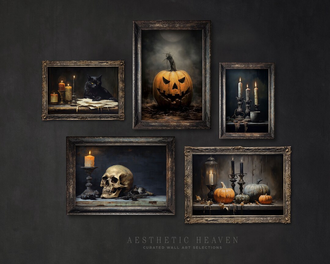 Halloween Print Wall Art Dark Academia Gallery Gothic Decor Halloween ...