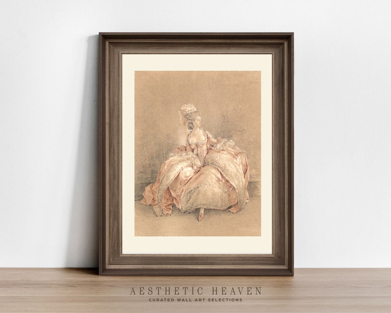 Female Drawing Art French Wall Art Antique Woman Drawing Classic ...