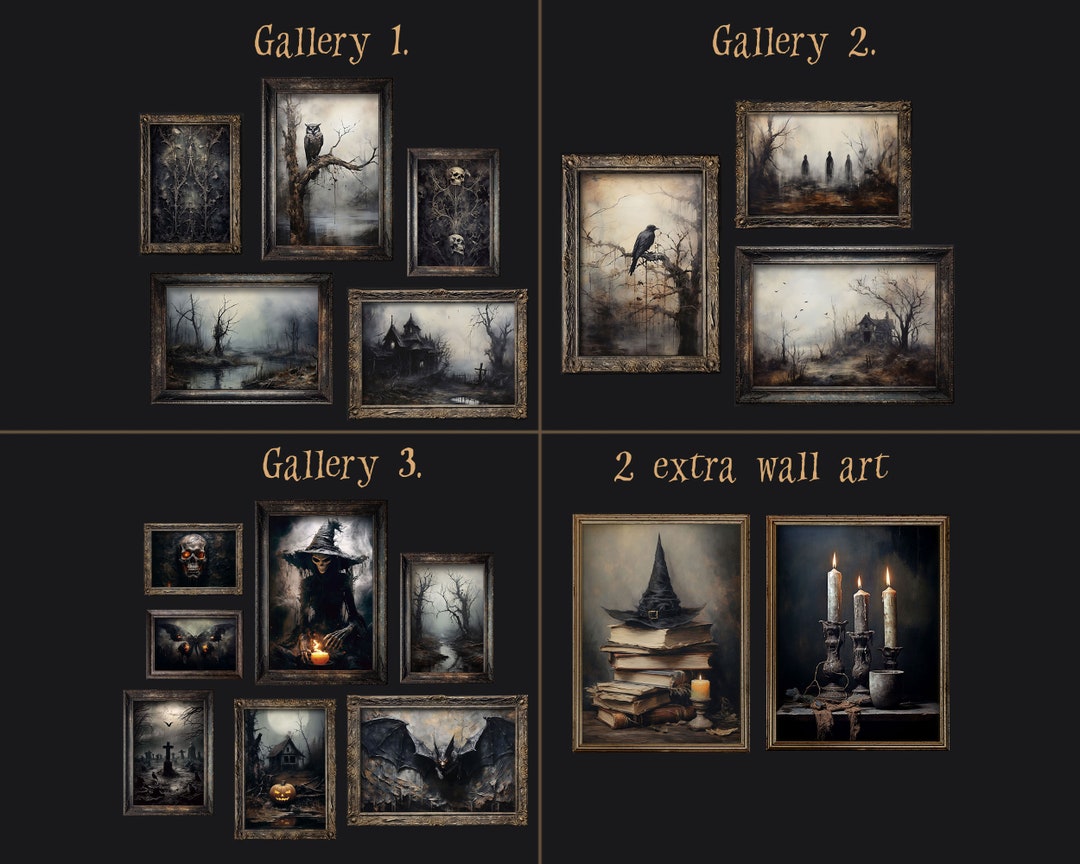 Halloween Print Bundle | Dark Academia Print | Goth Wall Decor ...