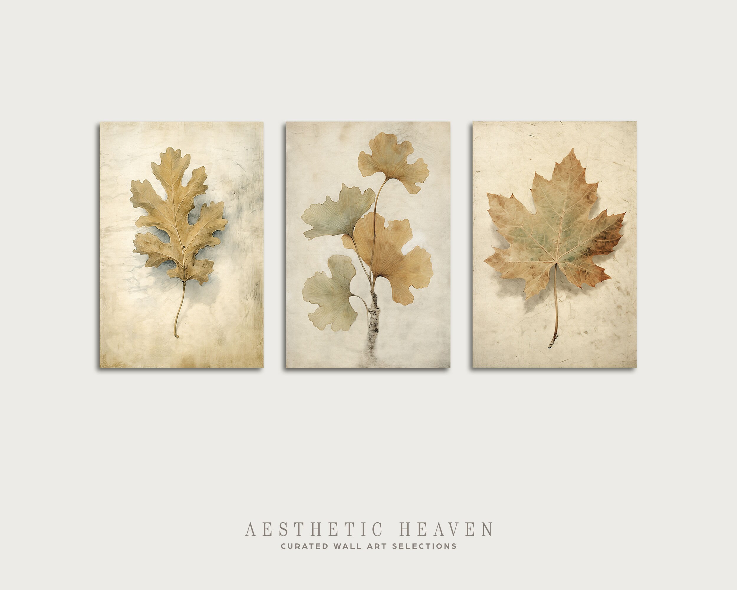 Autumn Leaf Wall Art Cottage Core Prints Watercolor Leaves - Etsy