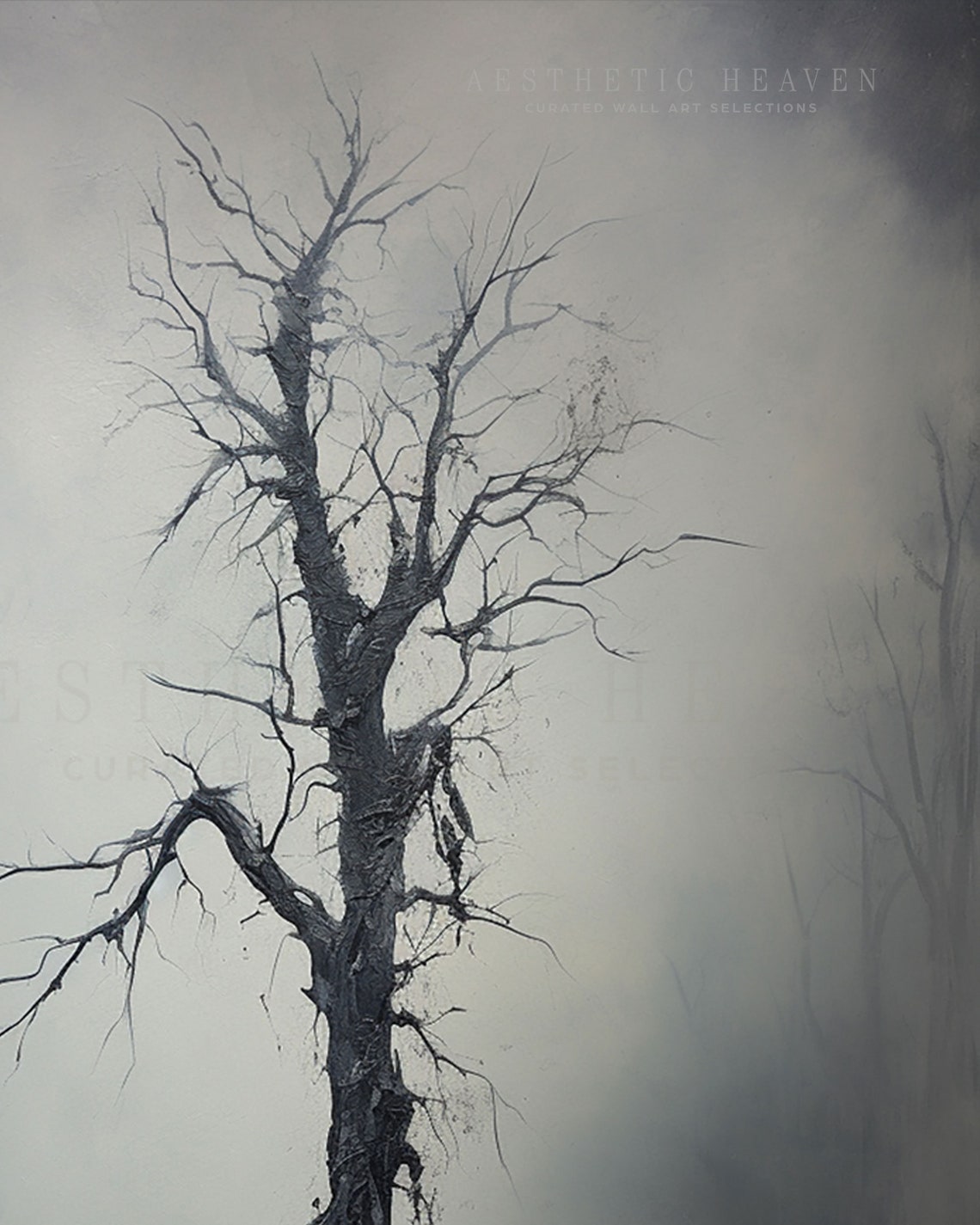 Lonely Tree Wall Art| Autumn Tree Painting | Moody Tree Print | Dried ...