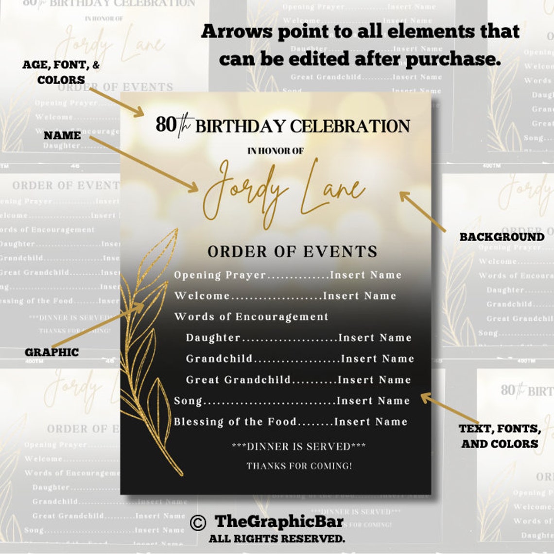 Birthday Program Template, Itinerary Template, Editable Order of Events ...