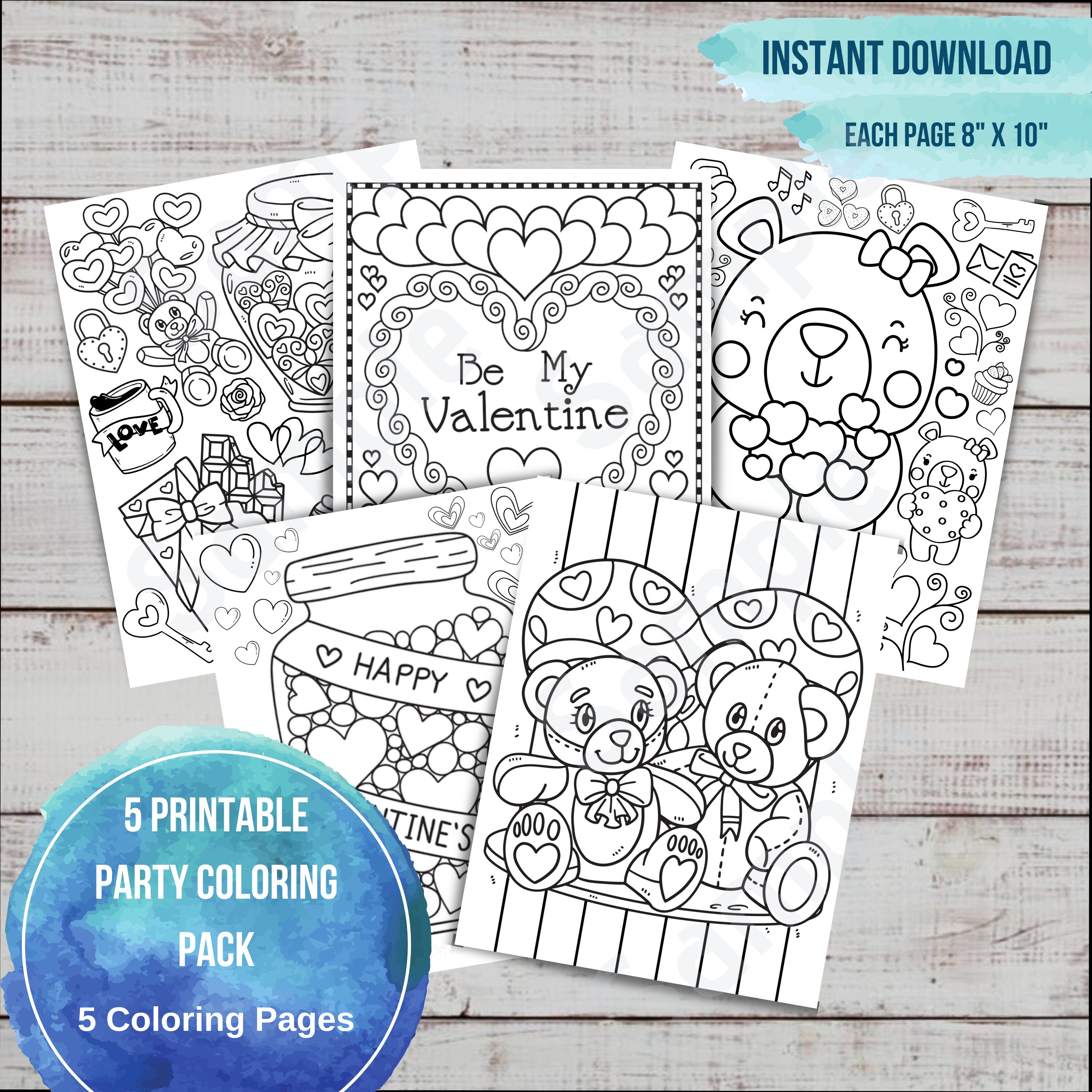 Valentine's Day Coloring Pack, Printable, Kids Activity, Valentine's ...