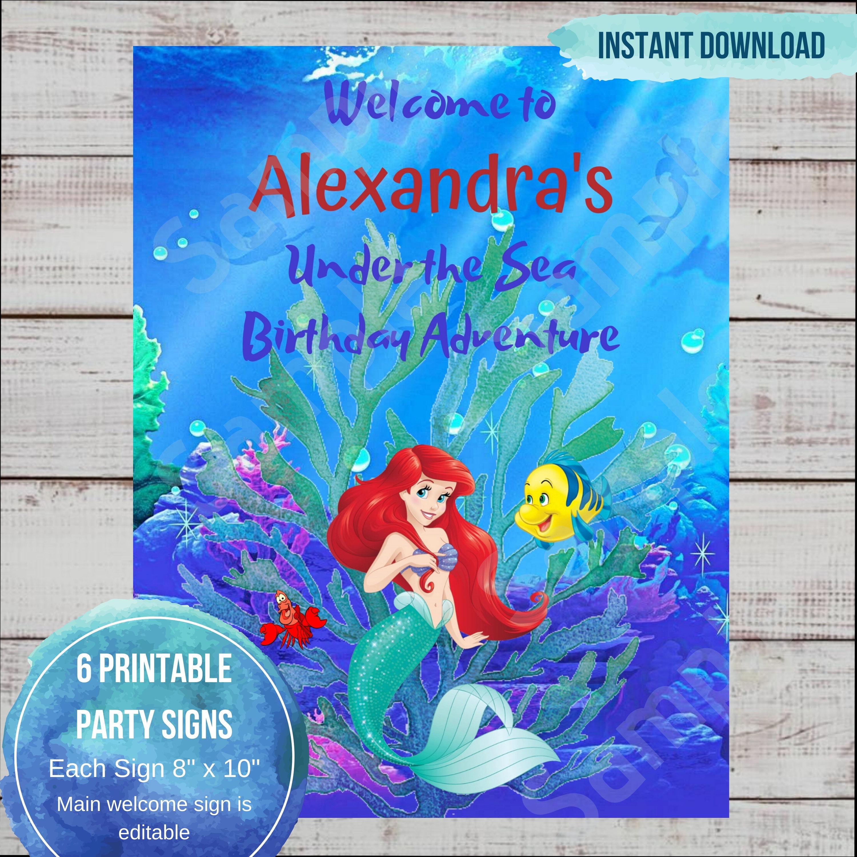 Little Mermaid Party Sign Packs,birthday Party Sign,printable Sign ...