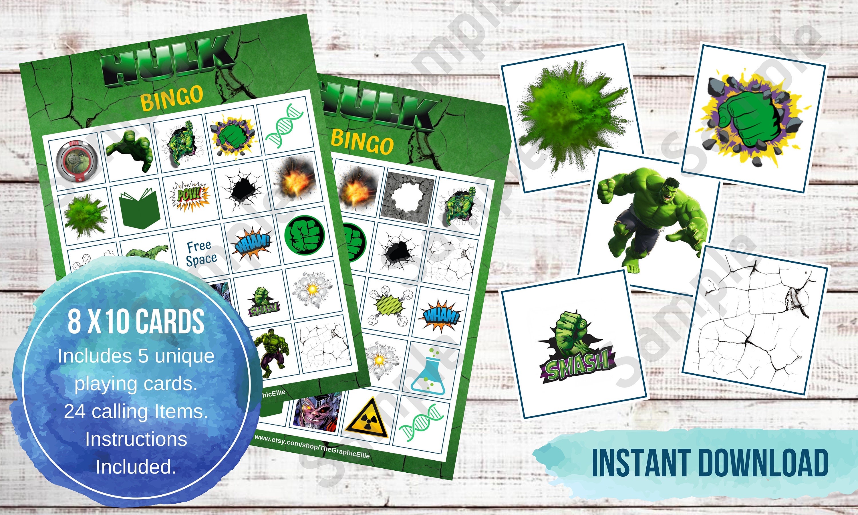 The Hulk Bingo Game, Printable, Kids Game, Hulk Birthday Game, Party ...