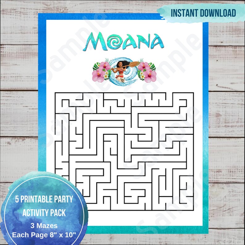 Moana Activity Pack Printable Kids Activity Moana Birthday - Etsy