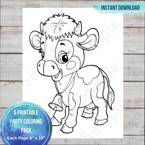Cow Coloring Pack, Printable, Kids Activity, Cow Birthday Fun, Party ...