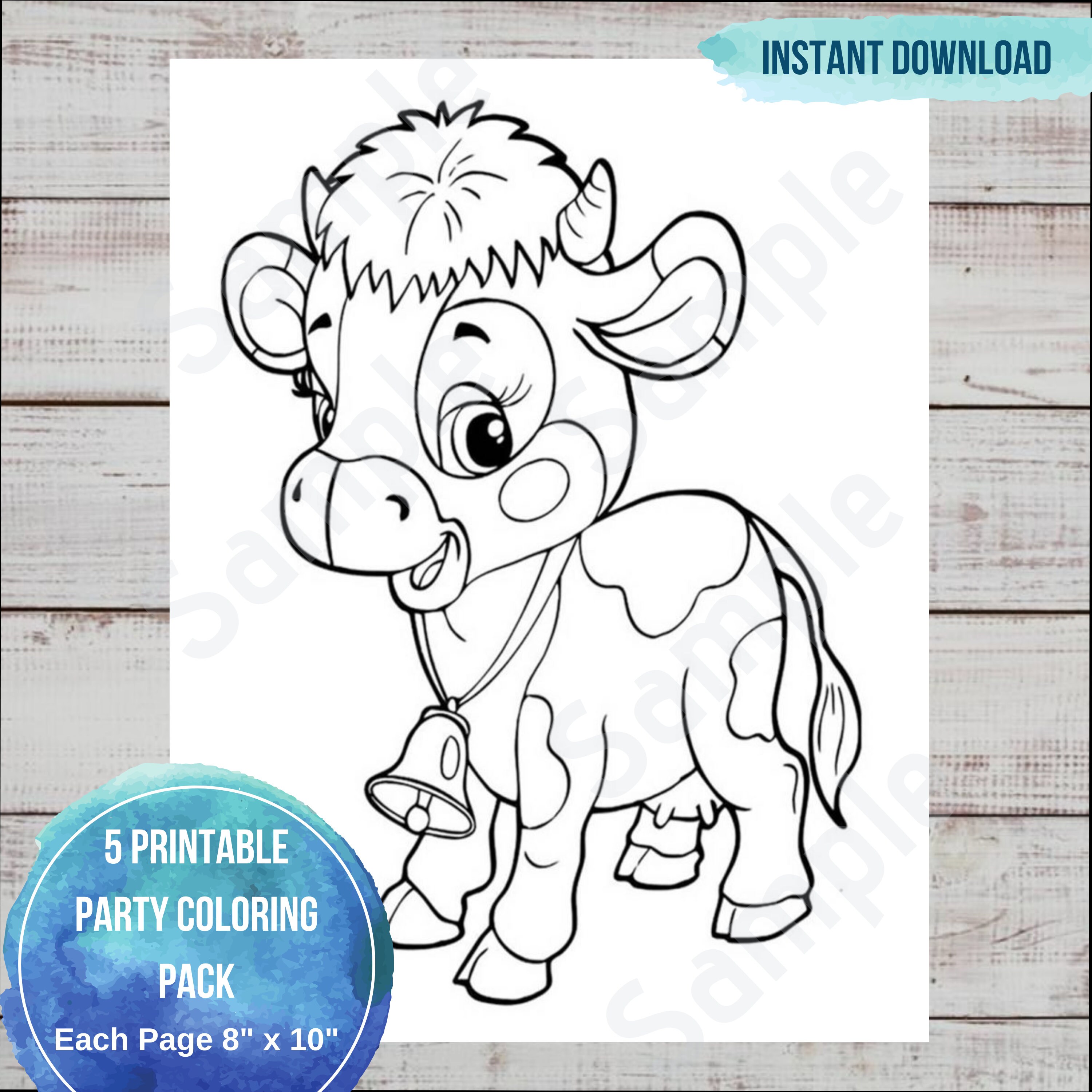 Cow Coloring Pack, Printable, Kids Activity, Cow Birthday Fun, Party ...