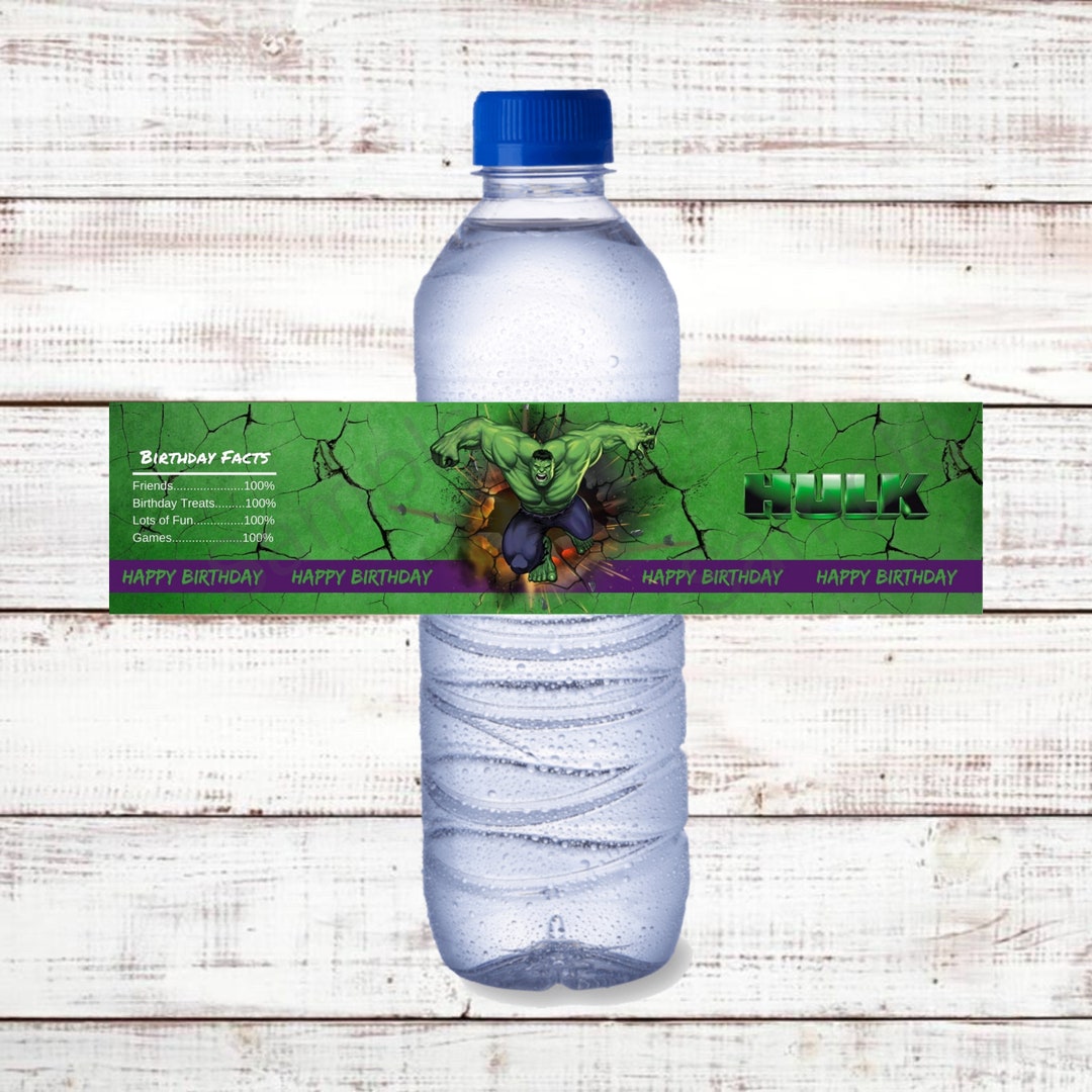 The Hulk Water Bottle Label, Hulk Bottle Label, Water Label,hulk ...
