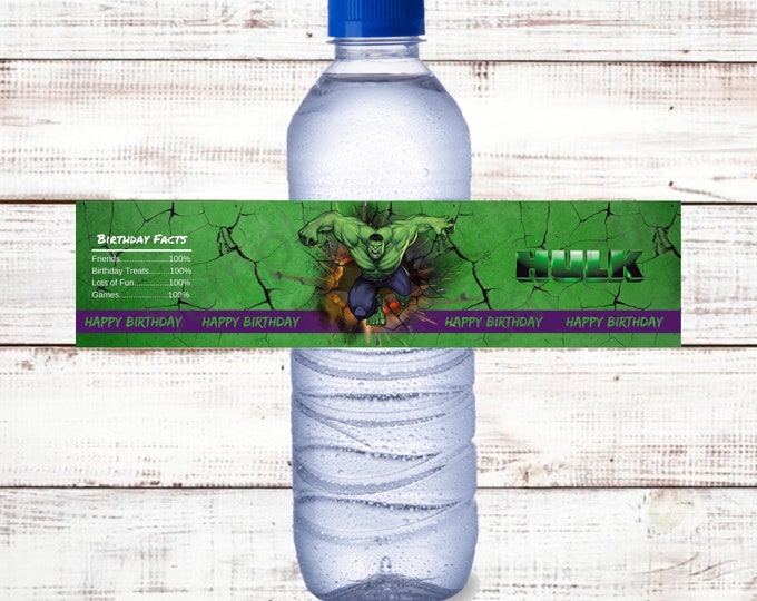 The Hulk Water Bottle Label Hulk Bottle Label Water - Etsy