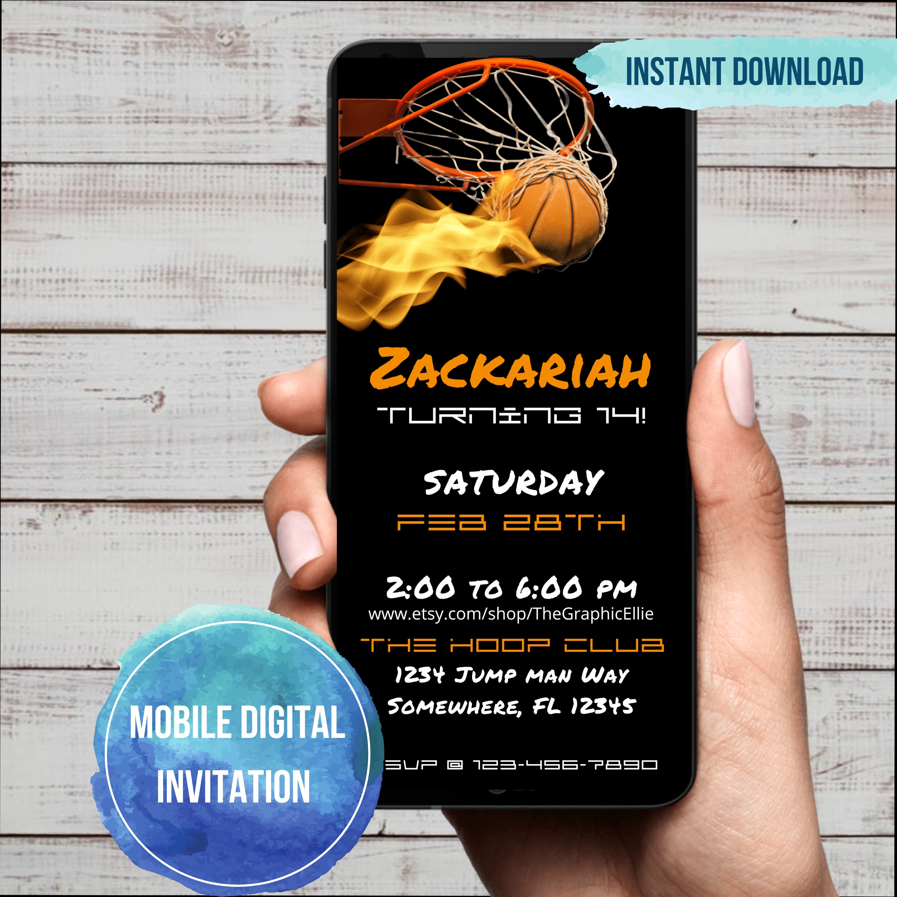 Blazin Basketball Birthday Invitation - Basketball - Hooping Party - B ...