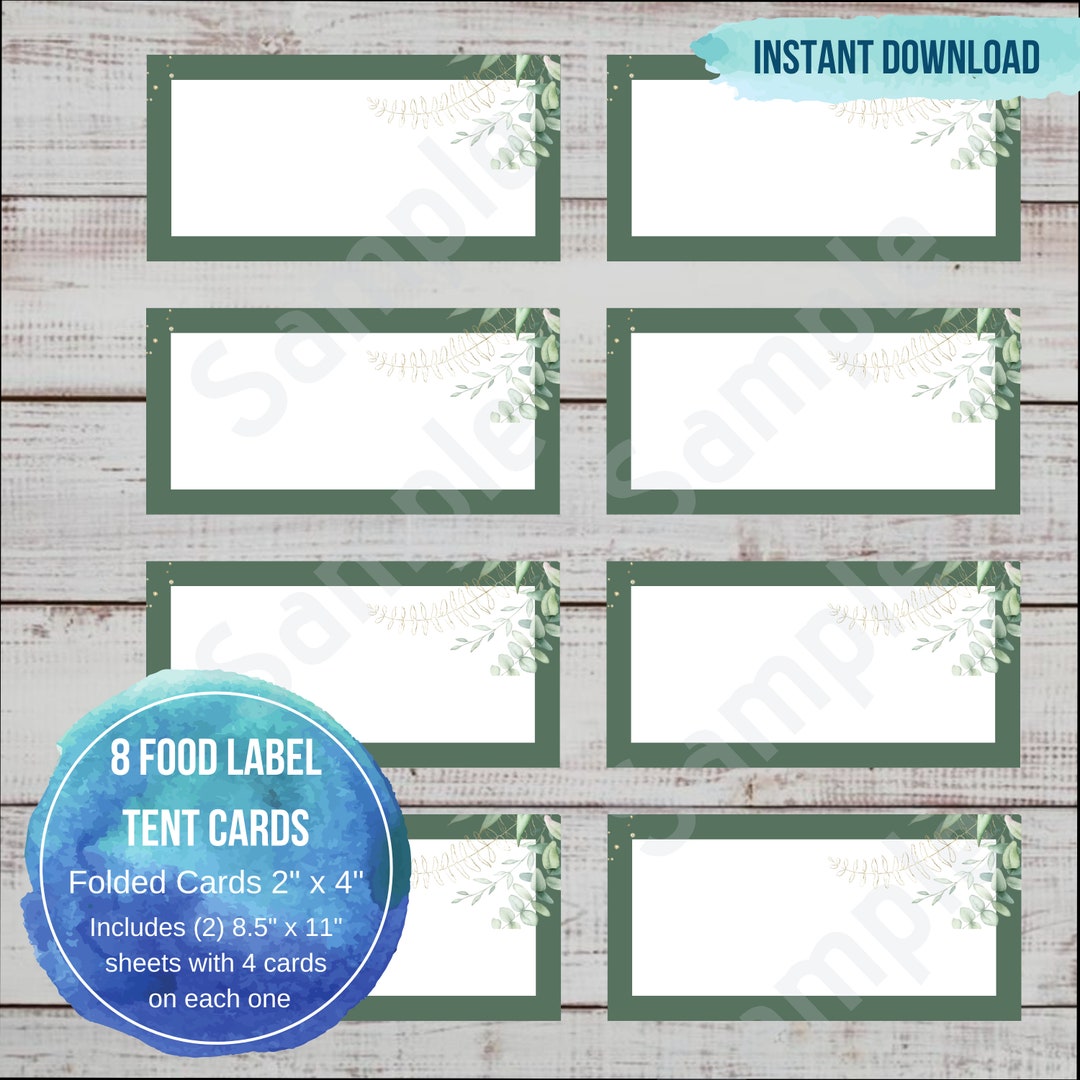 Dark Sage Food Tent Label(b), Botanical Food Label, Modern Food Cards ...