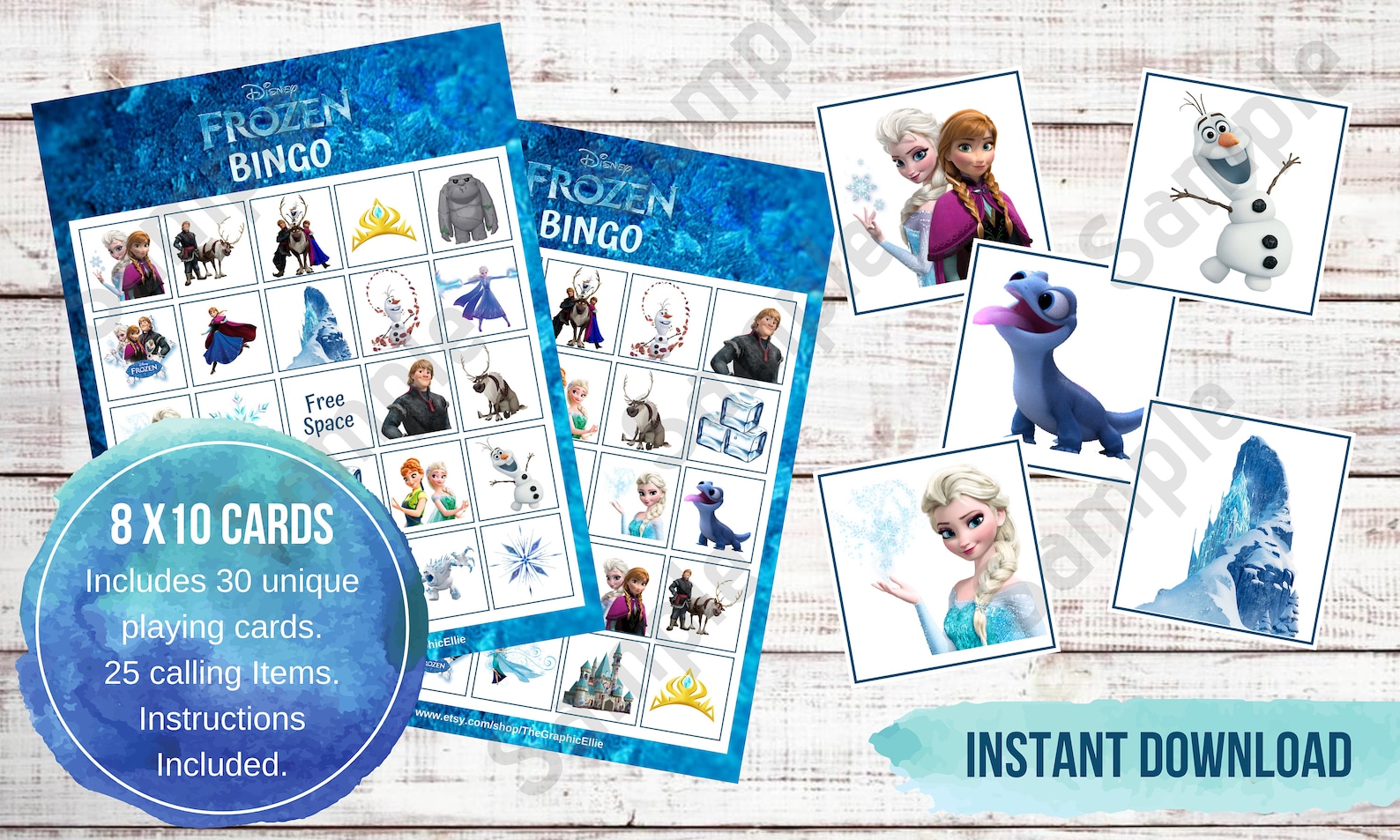 Frozen Bingo Game 30, Printable, Kids Game, Frozen Birthday Game, Party ...