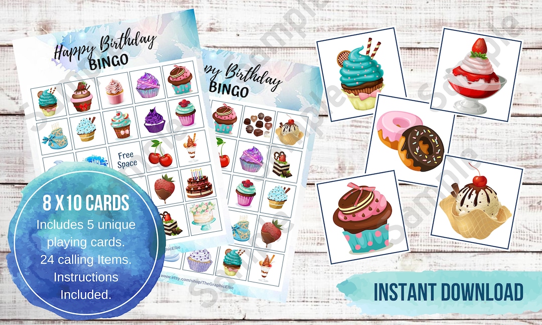 Sweet Treats Cupcake Bingo Game, Juego para niños, Juego de cumpleaños ...