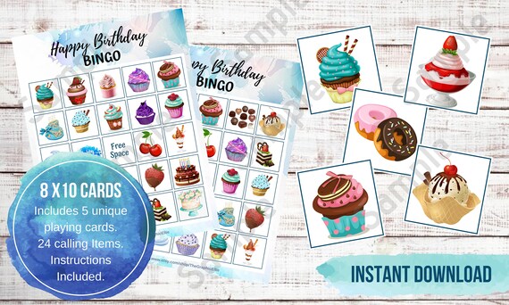 Sweet Treats Cupcake Bingo Game Kids Game Dessert Birthday - Etsy España