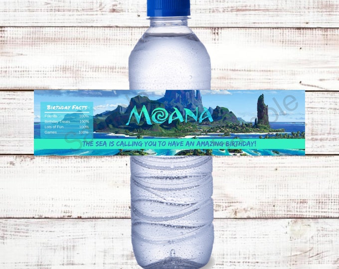Moana Waterproof Stickers - Party Labels - Customizable With Name and ...
