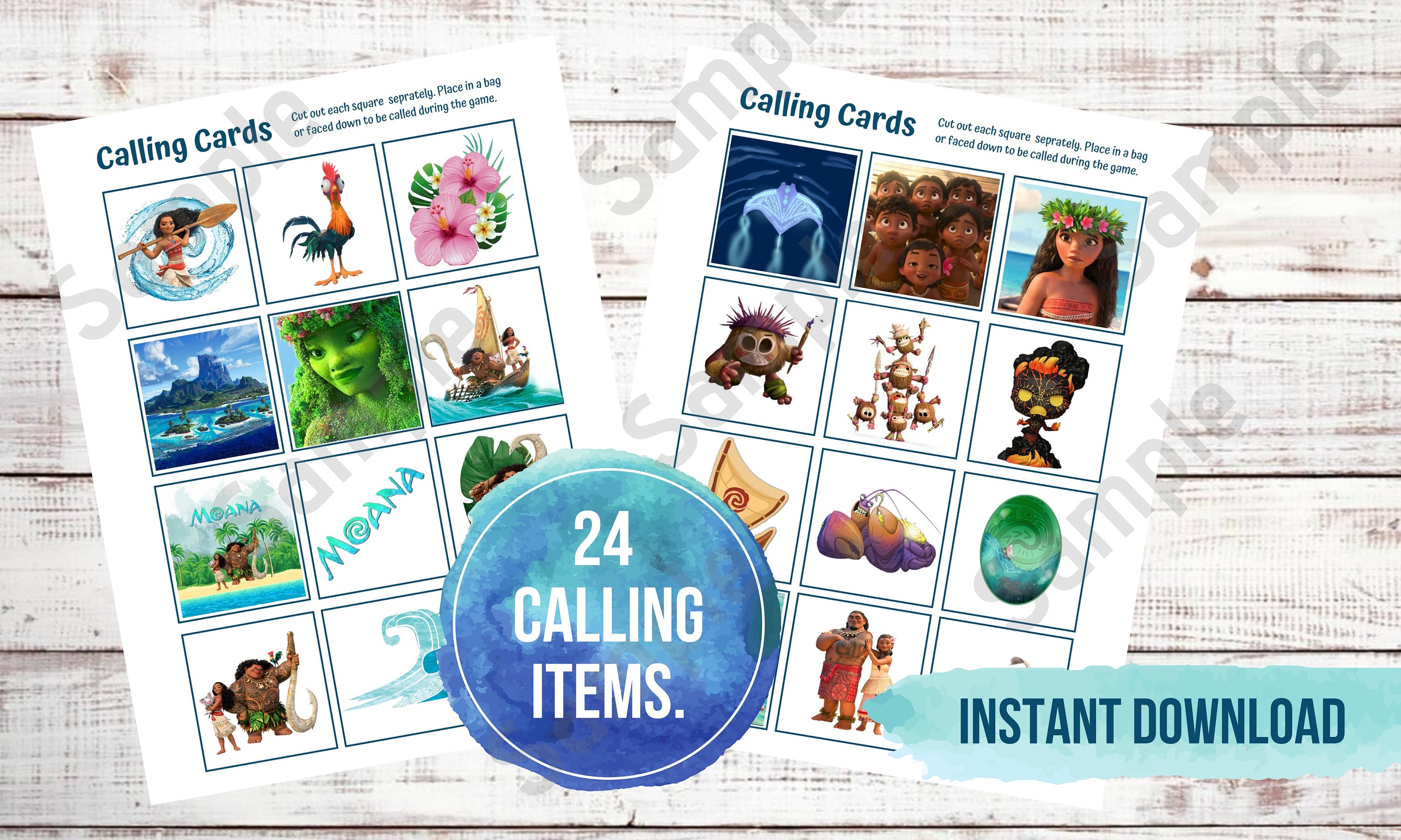 Moana Bingo Game, Printable, Kids Game, Moana Birthday Game, Party ...