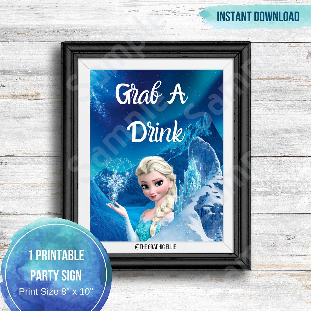 Frozen Drink Sign, Birthday Party Signs, Printable Signs, Frozen ...