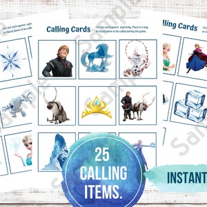 Frozen Bingo Game 30, Printable, Kids Game, Frozen Birthday Game, Party ...