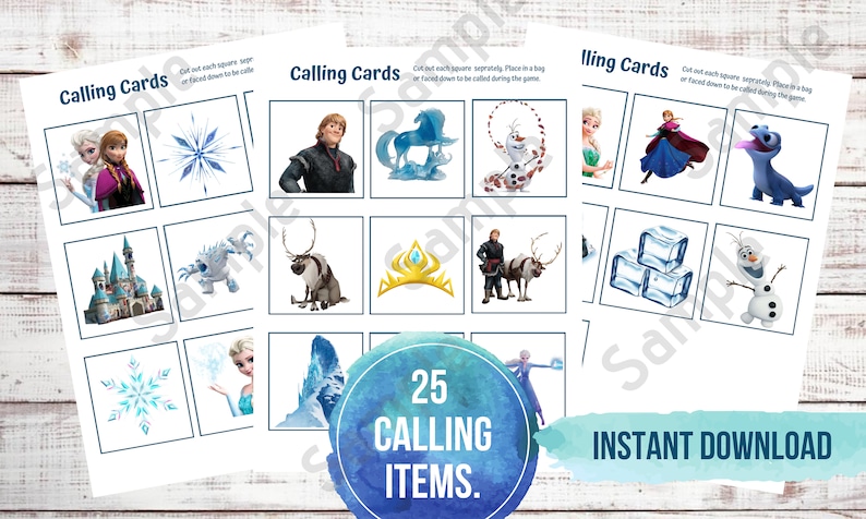 Frozen Bingo Game 30, Printable, Kids Game, Frozen Birthday Game, Party ...