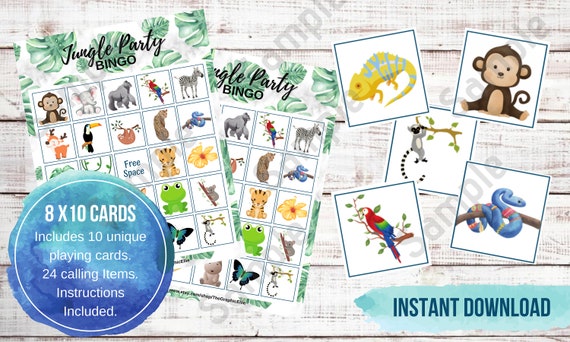 Jungle Safari Bingo Game Printable Kids Game Birthday Game | Etsy UK