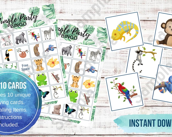 Jungle Birthday Bingo Game: 30 Unique Cards (digital Download) - Etsy ...