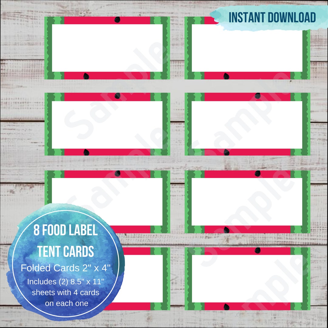 Watermelon Food Tent Label, Melon Food Label, Watermelon Food Cards ...