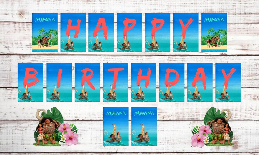 Moana Banner, DIY Banner, Party Supplies, Birthday Party, Printable ...