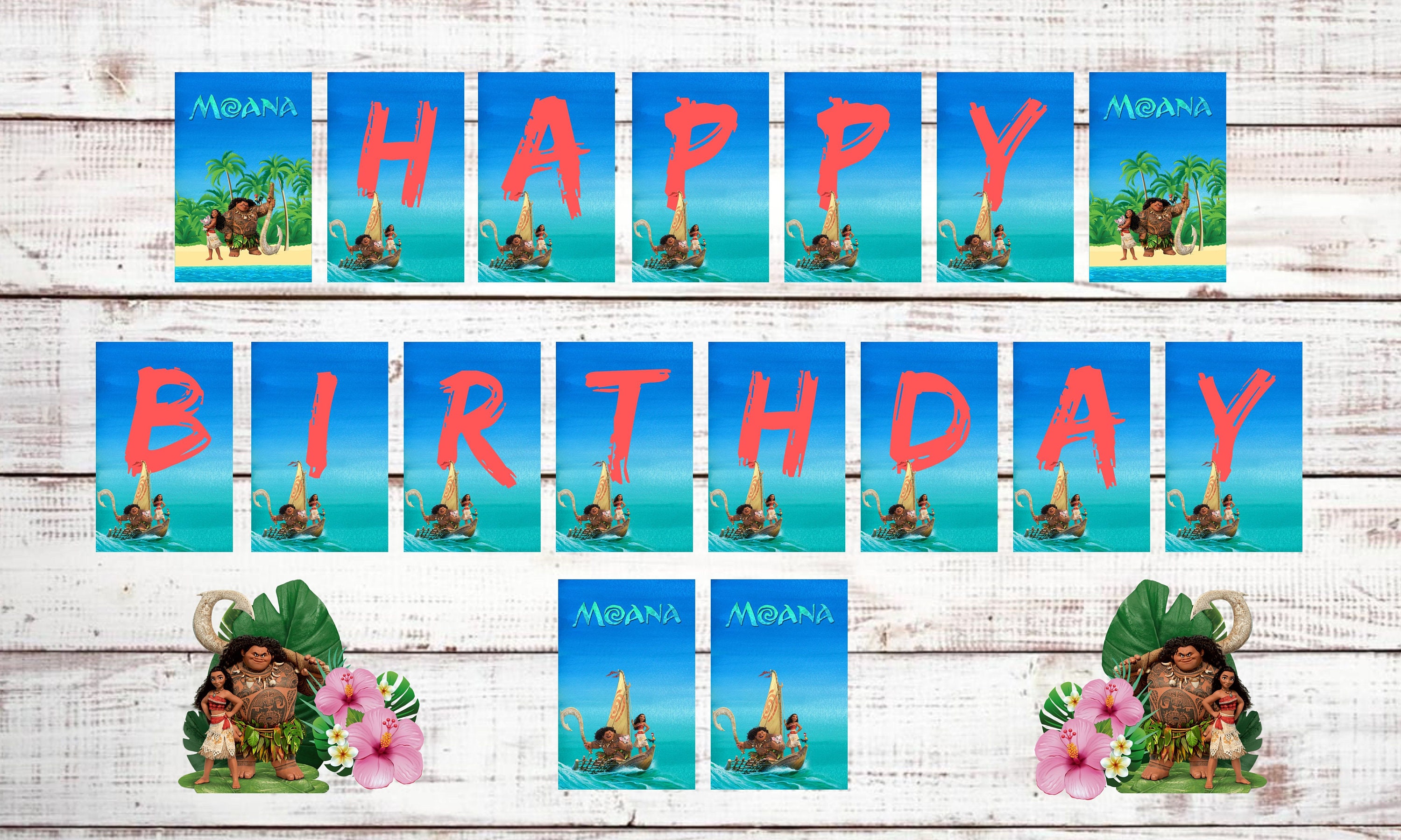 Moana Banner, DIY Banner, Party Supplies, Birthday Party, Printable ...