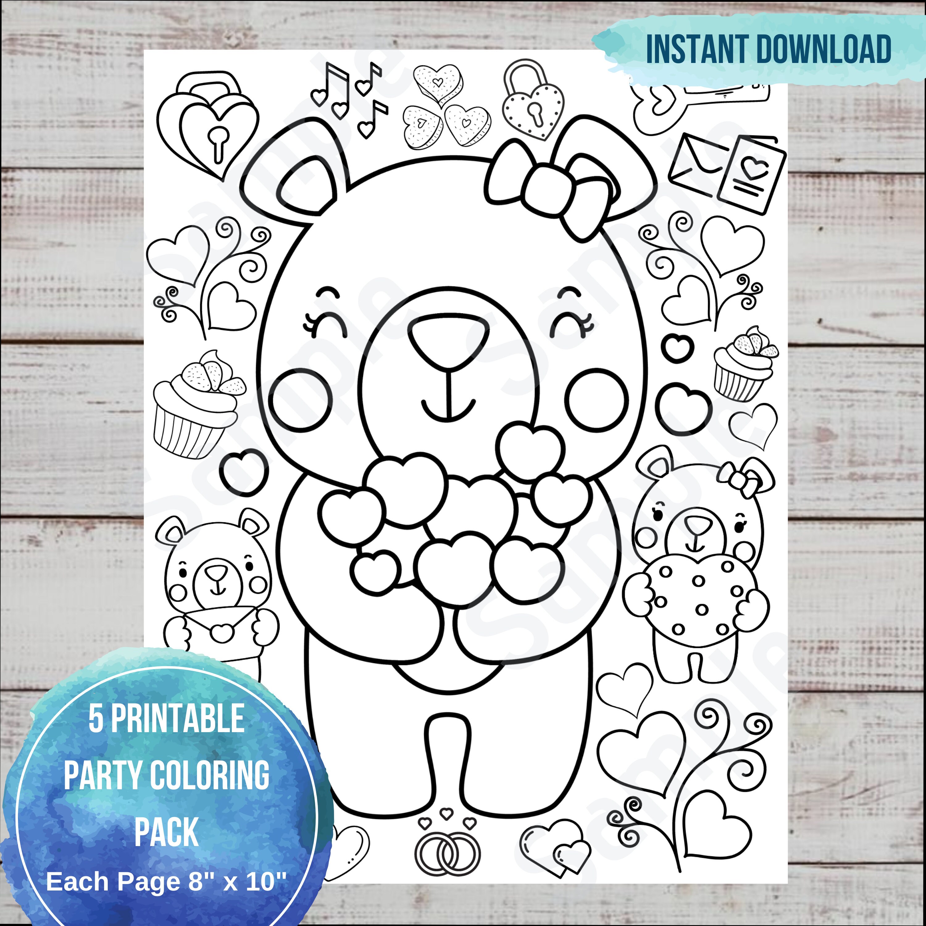 Valentine's Day Coloring Pack, Printable, Kids Activity, Valentine's ...
