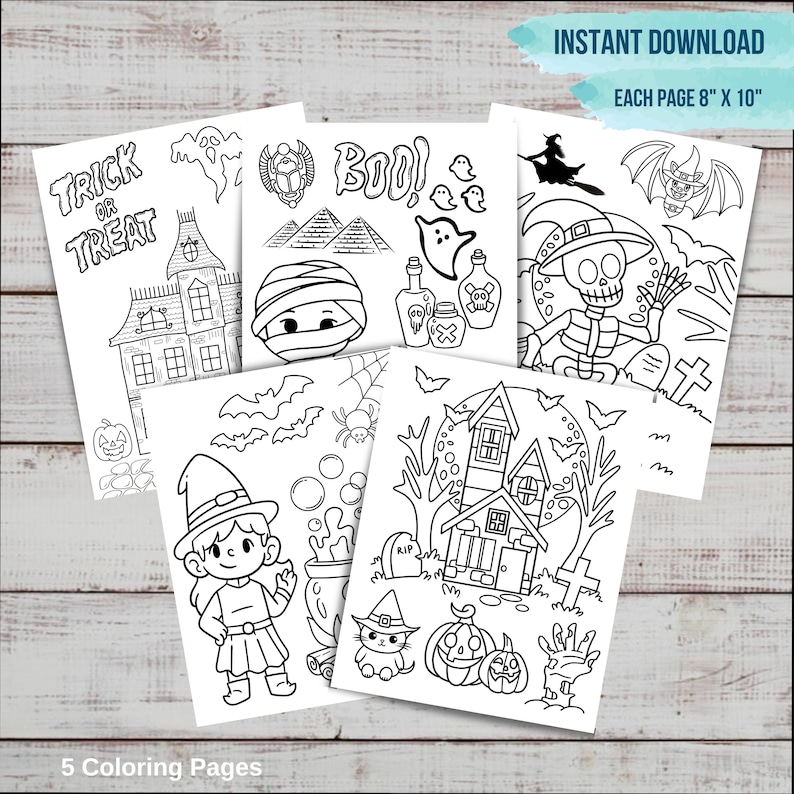 Halloween Coloring Pack, Printable, Kids Activity, Halloween Fun, Party ...