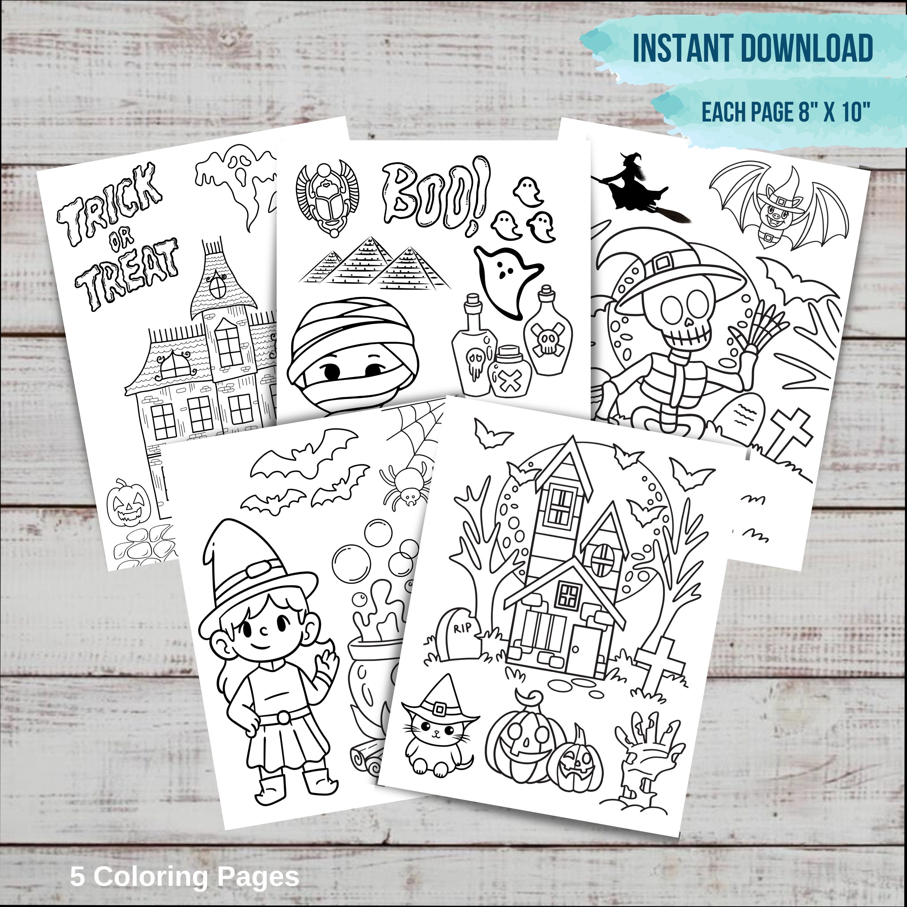 Halloween Coloring Pack, Printable, Kids Activity, Halloween Fun, Party ...