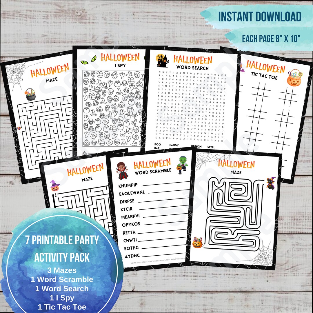 Halloween Activity Pack, Printable, Kids Activity, Halloween Fun, Party ...